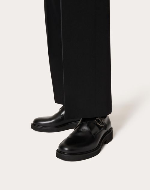 Single Monk Strap Vlogo Locker In Calfskin for Man in Black | Valentino KW