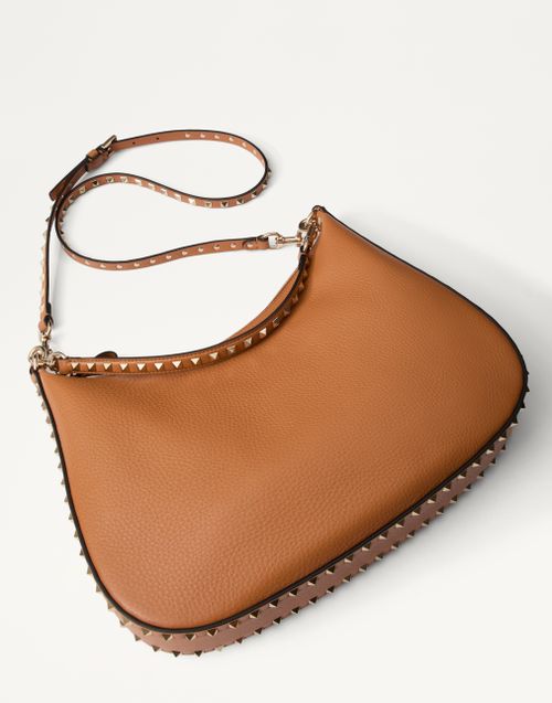Valentino Garavani Rockstud Hobo Bag In Grainy Calfskin for Valentino Garavani Rockstud Hobo Bag In Grainy Calfskin for