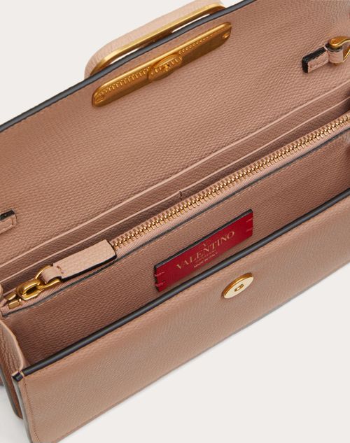 Vlogo Signature Grainy Calfskin Wallet With Chain for Woman in Black ...