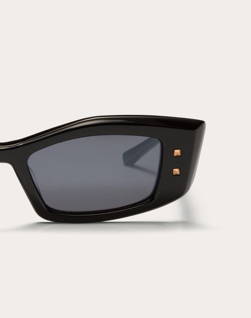 Iv - Rectangular Acetate Frame for Woman in Black/dark Grey | Valentino MY