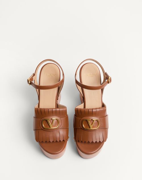 Vlogo Signature Calfskin Clog Sandal With Fringes 120mm for Vlogo Signature Calfskin Clog Sandal With Fringes 120mm for