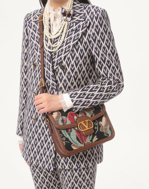 Valentino Garavani 9to5 Shoulder Bag In Jacquard And Lizard Valentino Garavani 9to5 Shoulder Bag In Jacquard And Lizard