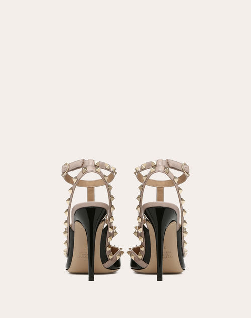Patent Rockstud Caged Pump 100mm for Woman in Black/poudre | Valentino PL