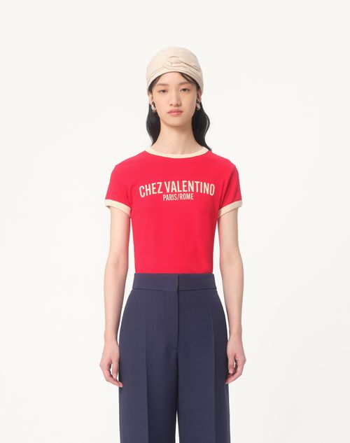 Jersey Cotton T-shirt for Woman in New Red/birch | Valentino US Jersey Cotton T-shirt for Woman in New Red/birch | Valentino US