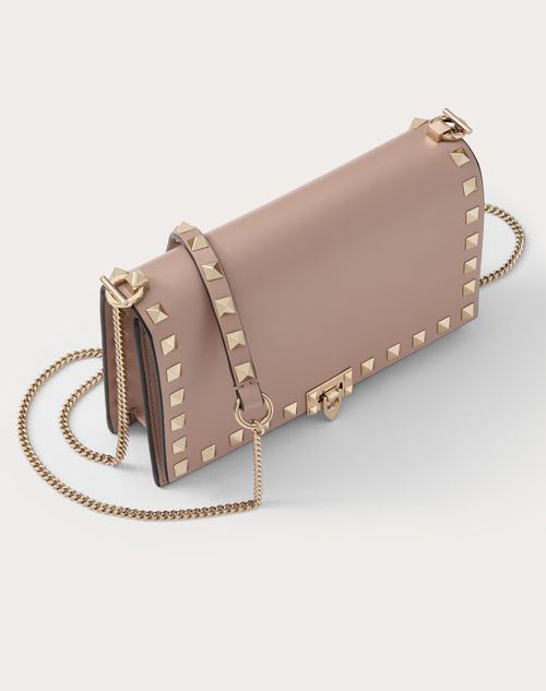 Rockstud Mini Calfskin Bag With Chain for Woman in Poudre Rockstud Mini Calfskin Bag With Chain for Woman in Poudre