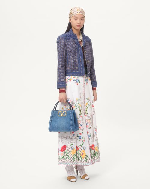 Valentino Garavani Alltime Medium Handbag In Denim With Valentino Garavani Alltime Medium Handbag In Denim With