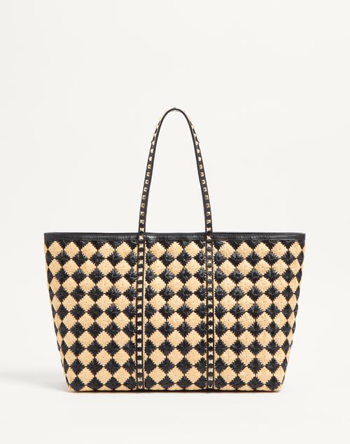 Valentino Garavani Rockstud Embroidered Shopping Bag In Valentino Garavani Rockstud Embroidered Shopping Bag In