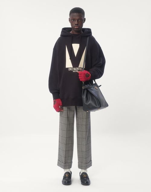 Cotton Hooded Sweatshirt With Chez Valentino Print for Man Cotton Hooded Sweatshirt With Chez Valentino Print for Man