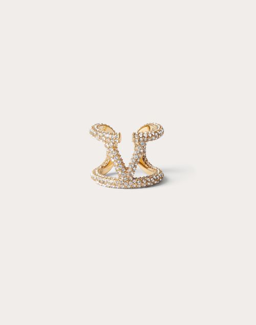 Vlogo Signature Ring In Metal And Swarovski® Crystals for Woman in Gold ...
