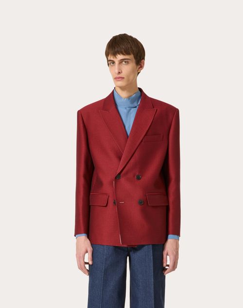 Double-breasted Wool And Silk Jacket for Man in Ruby | Valentino TH