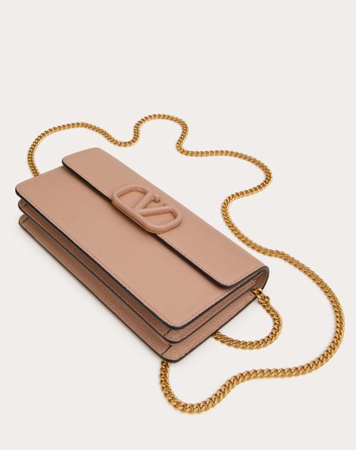 Vlogo Signature Grainy Calfskin Wallet With Chain for Woman Vlogo Signature Grainy Calfskin Wallet With Chain for Woman