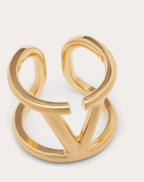 Vlogo Signature Metal Ring for Woman in Gold | Valentino US