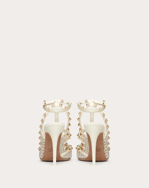 Rockstud Mesh Pump With Crystals And Straps 100mm for Woman in Ivory ...