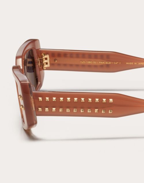 V - Rectangular Acetate Frame for Woman in Pink/dark Grey | Valentino HK