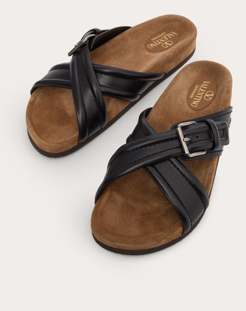 퍼스프렌드 송아지 가죽 슬라이드 샌들 목적 남성 in 블랙 | Valentino KR