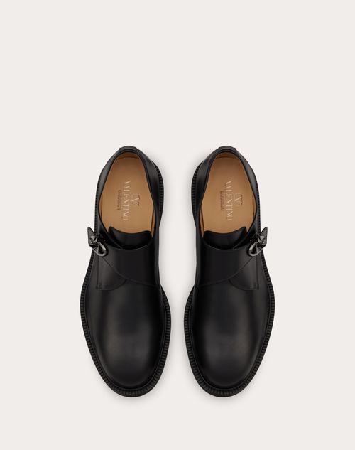 Single Monk Strap Vlogo Locker In Calfskin for Man in Black | Valentino KW