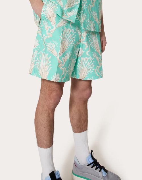 Cotton Poplin Bermuda Shorts With Metamorphos Wheatsheaf Print for Man ...