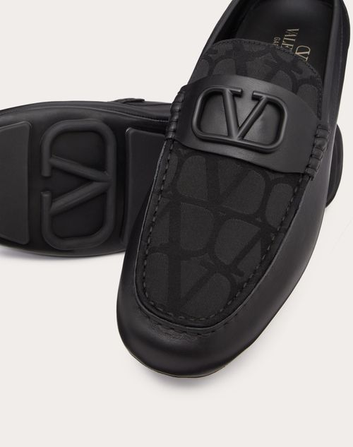Vlogo Signature Driving Shoe In Calfskin And Toile Iconographe ...