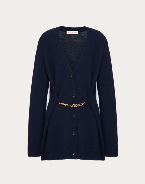 Wool Cardigan for Woman in Navy | Valentino IN