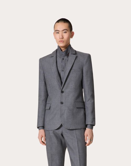 Single-breasted Linen Jacket Laminated With Neoprene Scuba for Man in ...