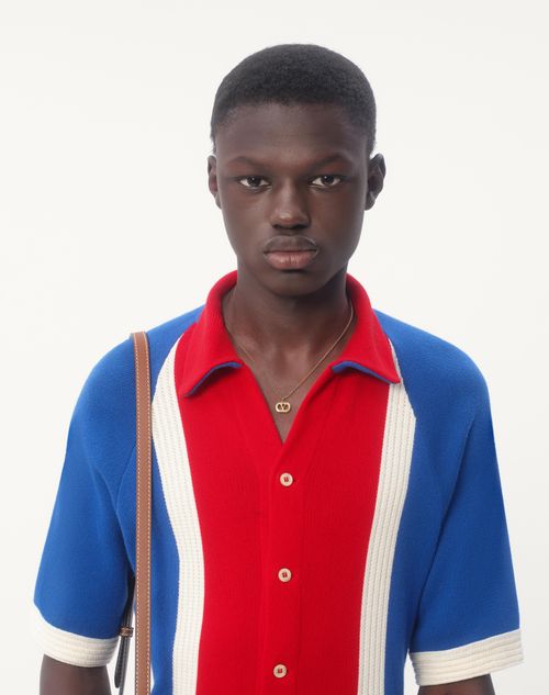 Cotton Bowling Shirt With Chez Valentino Embroidery for Man Cotton Bowling Shirt With Chez Valentino Embroidery for Man