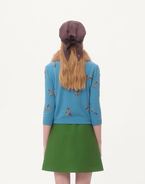 Embroidered Cardigan for Woman in Celestial Blue | Valentino US