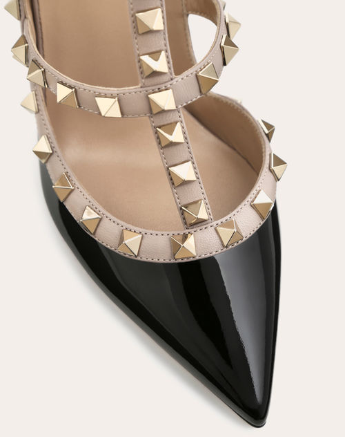 Patent Rockstud Caged Pump 100mm for Woman in Black/poudre | Valentino PL