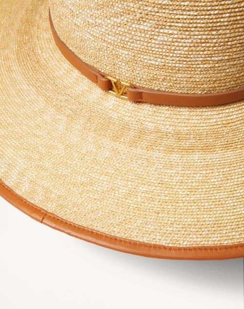 Vlogo Signature Straw And Leather Fedora Hat for Woman in Natural ...