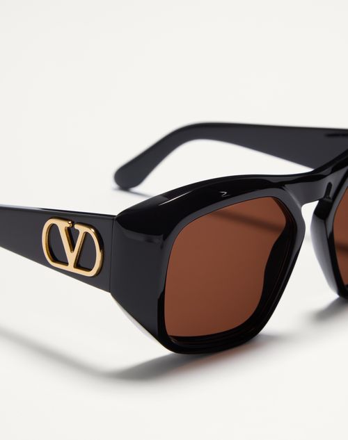 Rectangular Acetate Frame in Black/brown | Valentino US