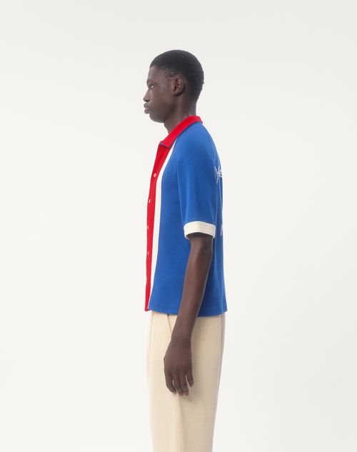 Cotton Bowling Shirt With Chez Valentino Embroidery for Man Cotton Bowling Shirt With Chez Valentino Embroidery for Man