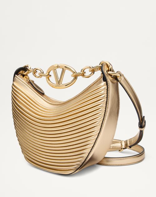 Mini Vlogo Moon Hobo Bag In Metallic-effect Nappa Leather Mini Vlogo Moon Hobo Bag In Metallic-effect Nappa Leather
