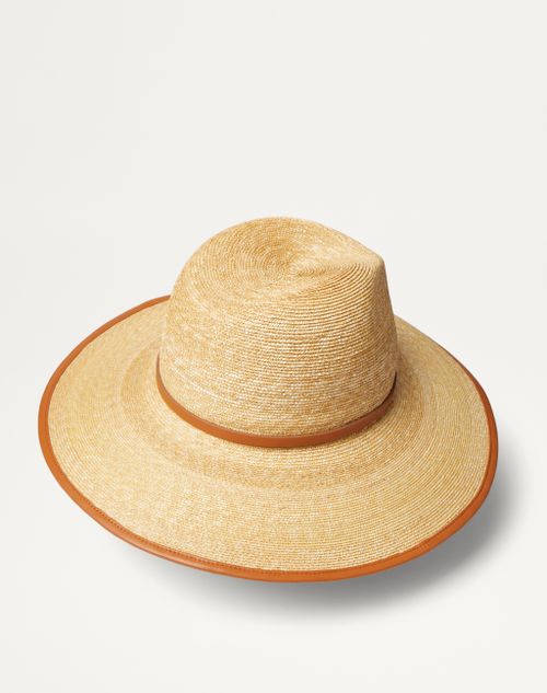 Vlogo Signature Straw And Leather Fedora Hat for Woman in Natural ...