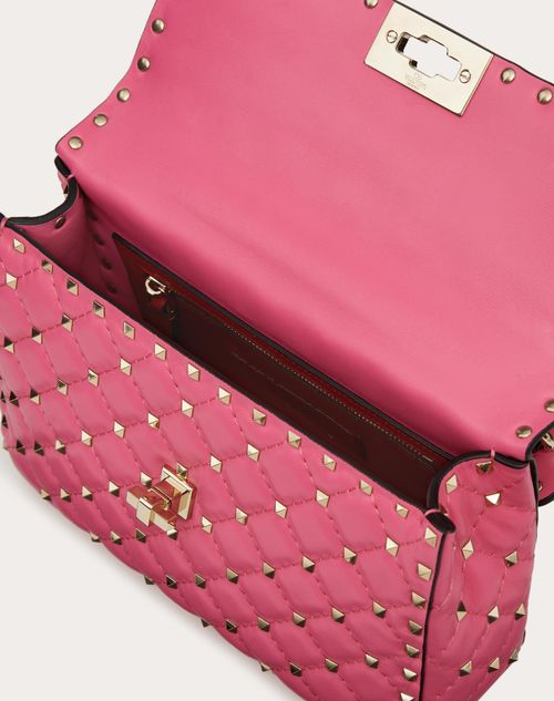 Medium Nappa Rockstud Spike Bag for Woman in Black | Valentino US