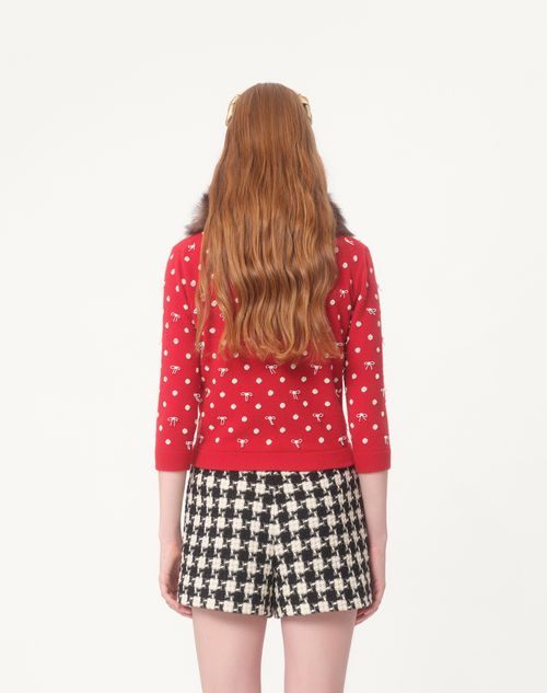 Embroidered Wool Cardigan for Woman in Red | Valentino LI