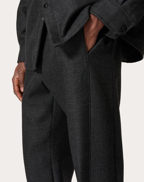 Wool Tweed Pajama Pants for Man in Black | Valentino US