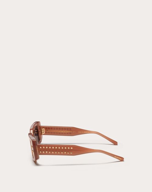 V - Rectangular Acetate Frame for Woman in Pink/dark Grey | Valentino SE