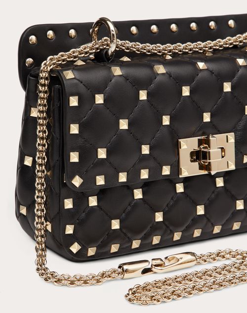 Small Nappa Rockstud Spike Bag for Woman in Poudre | Valentino US