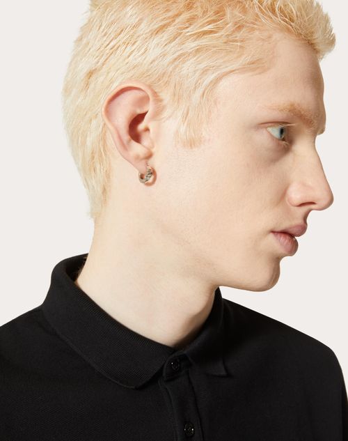 Mini Vlogo Signature Single Metal Earring for Man in Palladium ...