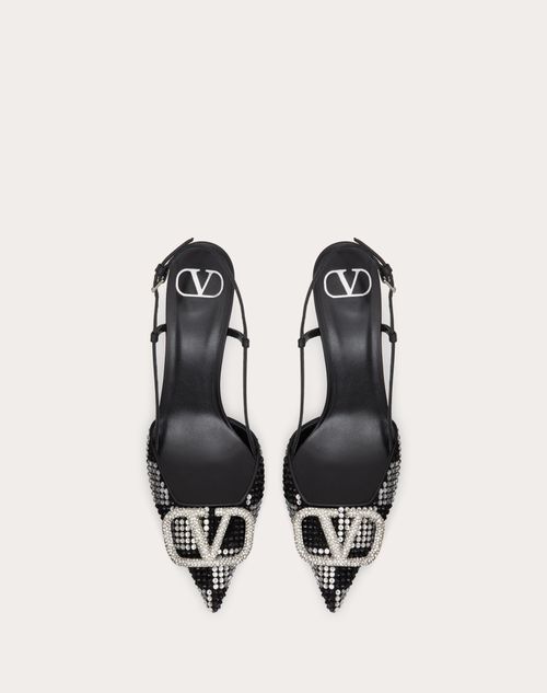 Vlogo Signature Slingback Pump With Crystal Chess Embroidery 80mm for ...
