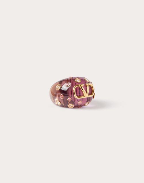 Valentino Garavani Vlogo Light Ring In Metal And Resin With Swarovski ...