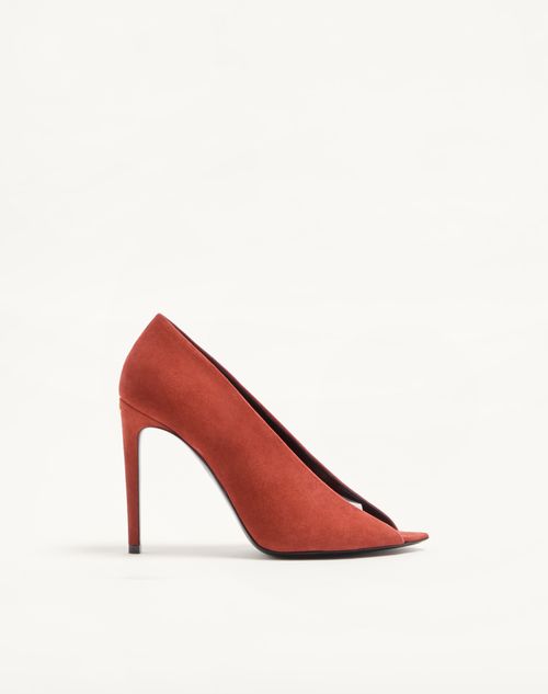 Open Toe Révélé Suede Pumps 105mm for Woman in Black | Valentino US