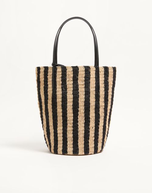 Valentino Garavani Striped Raffia Shopping Bag for Woman in Natural ...